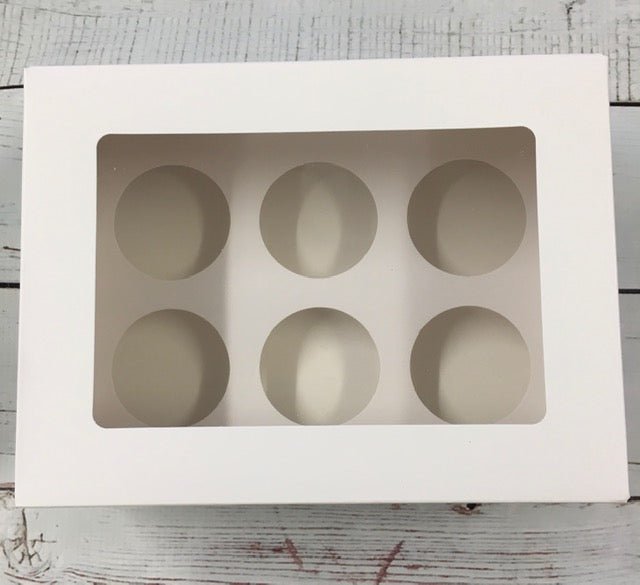 6 Hole | White Window | Cupcake Box | With Insert — Cupcake Sweeties